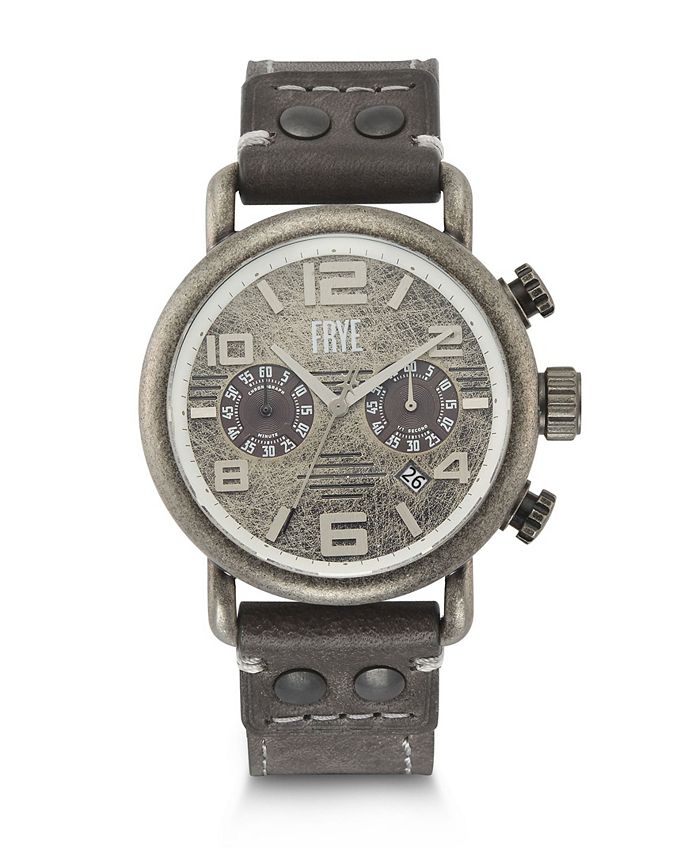 Frye Mens' Officer Chronograph Slate Leather Strap Watch - Macy's