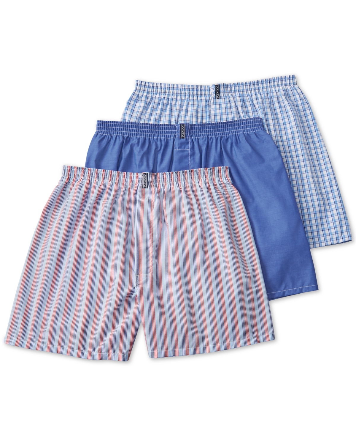 Click here for Jockey Mens 3-Pack Woven Boxers - Blue Multi prices