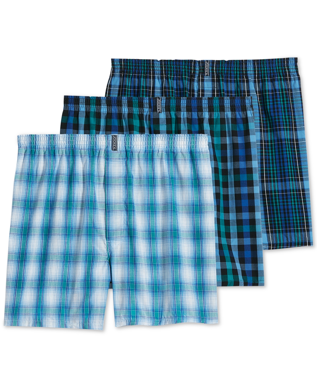 Click here for Jockey Mens 3-Pack Woven Boxers - Blue And Green P... prices