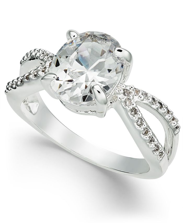 Charter Club Silver-Tone Crystal Open Ring, Created for Macy's - Macy's