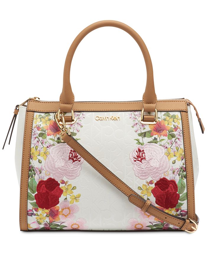 Calvin Klein Mercy Signature Floral Satchel - Macy's