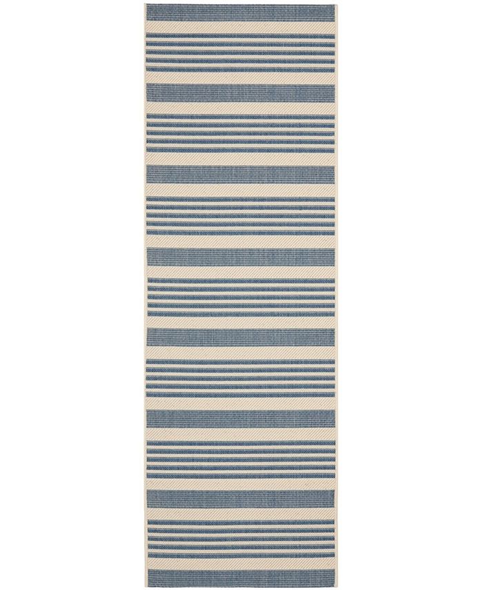 Safavieh Courtyard CY6062 Beige and Blue 2'3" x 6'7" Sisal Weave Runner ...