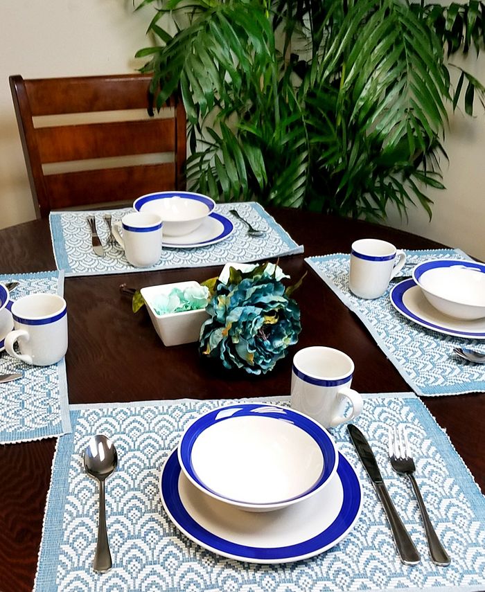 Laurie Gates Nantucket Sail 12 Piece Dinnerware Set with Bands - Macy's