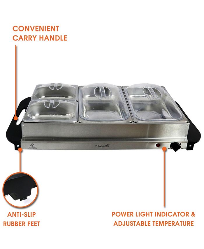 MegaChef Buffet Server, Food Warmer with 4 Removable Sectional Trays ...