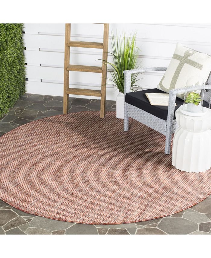 Safavieh Courtyard CY8521 Red and Beige 6'7" x 6'7" Sisal Weave Round ...