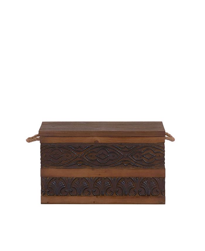 Household Essentials Small Metal Banded Wooden Storage Trunk - Macy's