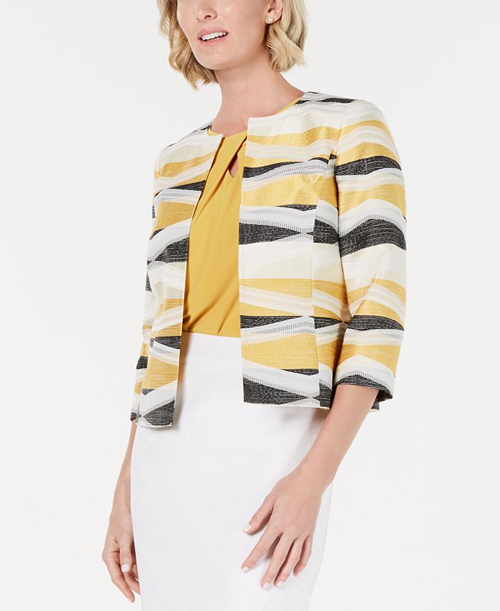 Kasper Petite Jacquard Flyaway Jacket - Macy's