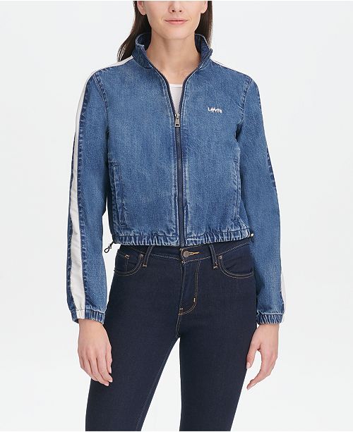 Levi's Women's Striped-Sleeve Cropped Bomber Jacket & Reviews - Women ...