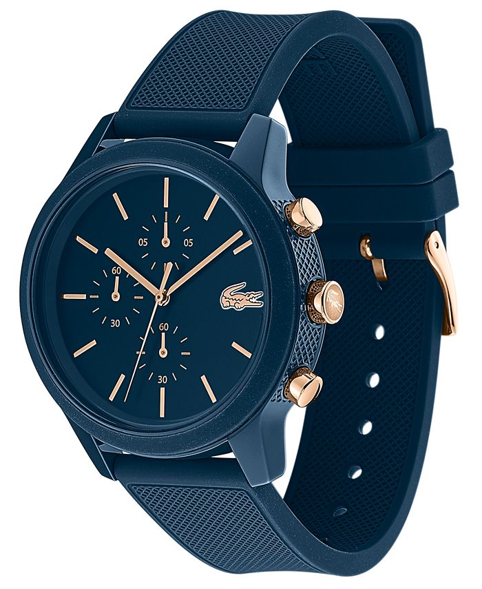 Lacoste Men's Chronograph L.12.12 Blue Rubber Strap Watch 42mm - Macy's
