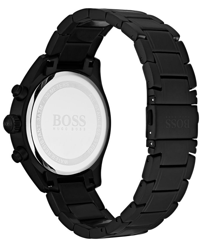 BOSS Men's Chronograph Grand Prix Black Stainless Steel Bracelet Watch ...