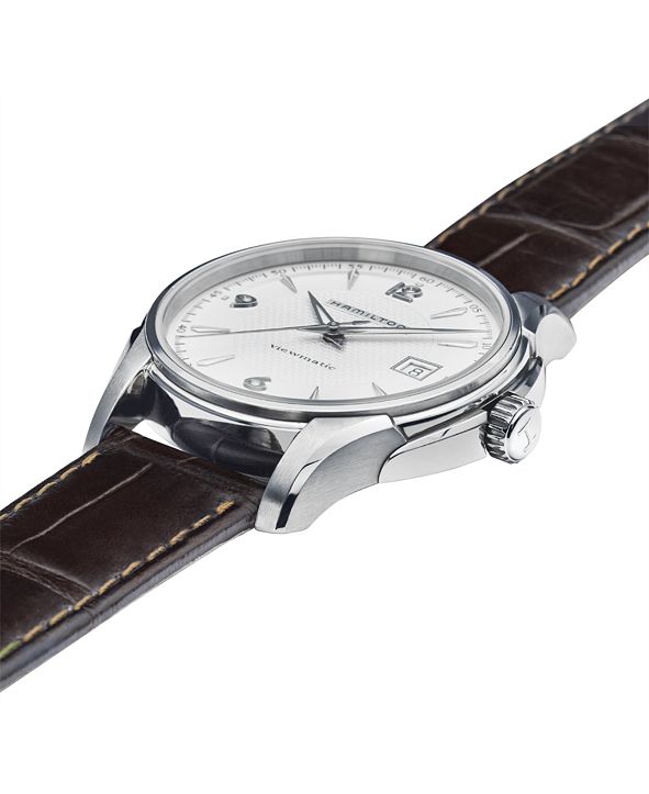 Hamilton Men's Swiss Automatic Jazzmaster Viewmatic Brown Leather Strap ...