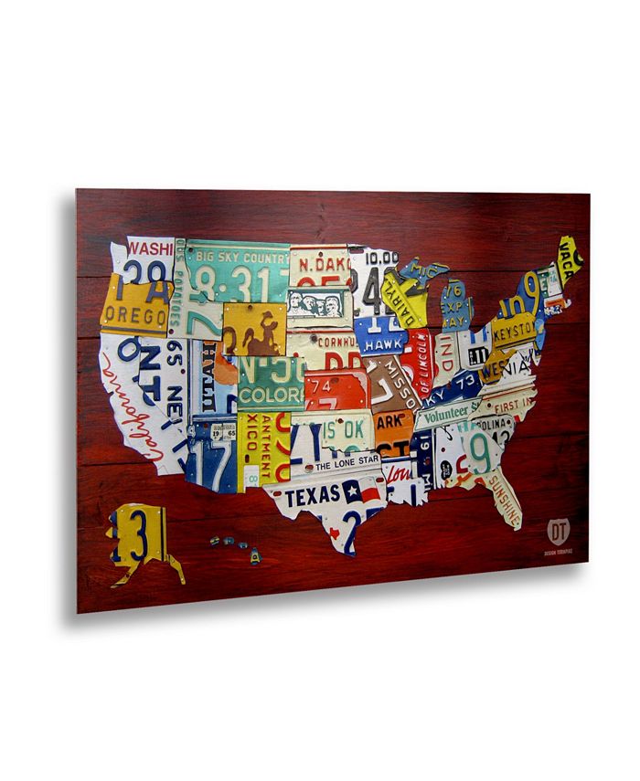 Trademark Global Design Turnpike 'License Plate Map USA' Floating ...