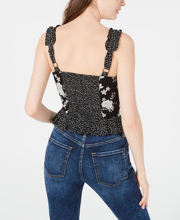 American Rag Juniors' Mixed-Print Corset Top, Created for Macy's - Macy's