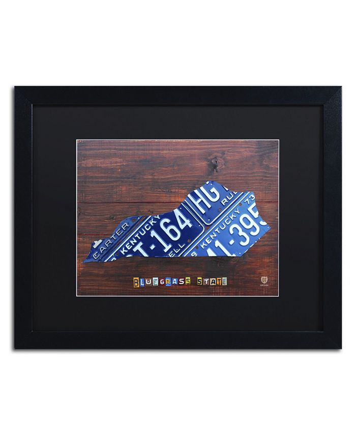 Trademark Global Design Turnpike 'Kentucky License Plate Map' Matted ...