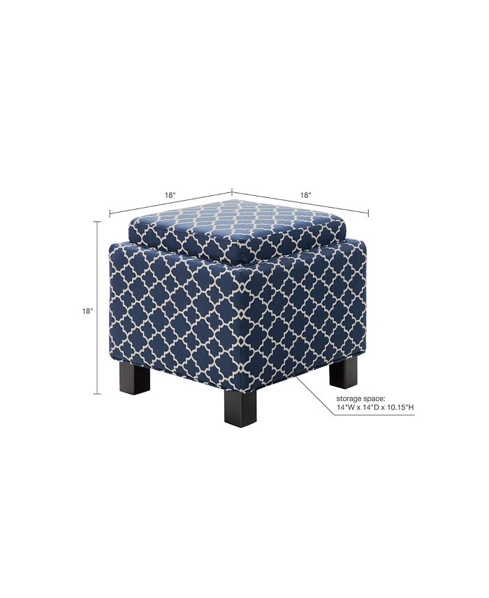 Furniture Lisa Fabric Bird Script Accent Storage Ottoman, Quick Ship ...