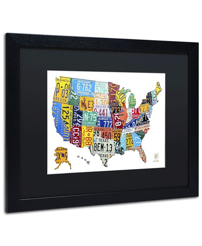 Trademark Global Design Turnpike 'License Plate Map USA 2' Matted ...