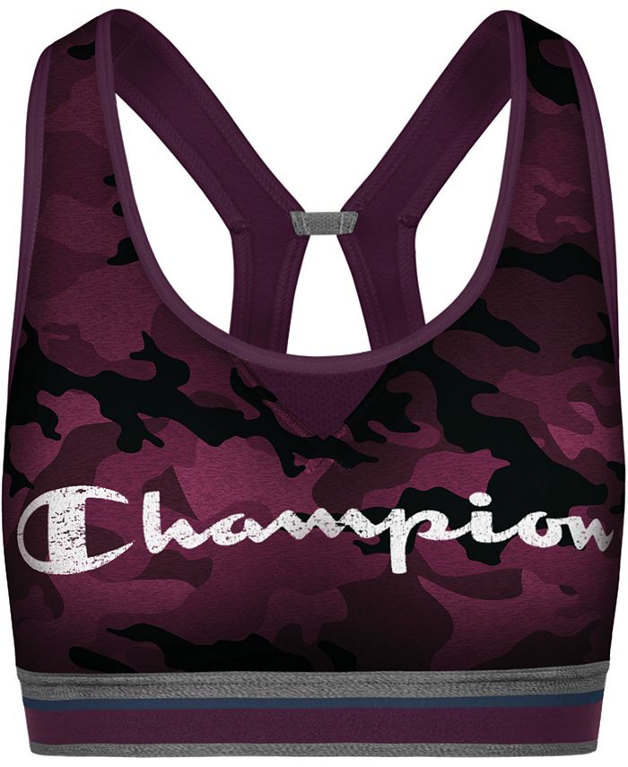 Champion Camo-Print Cutout Racerback Mid-Impact Sports Bra - Macy's