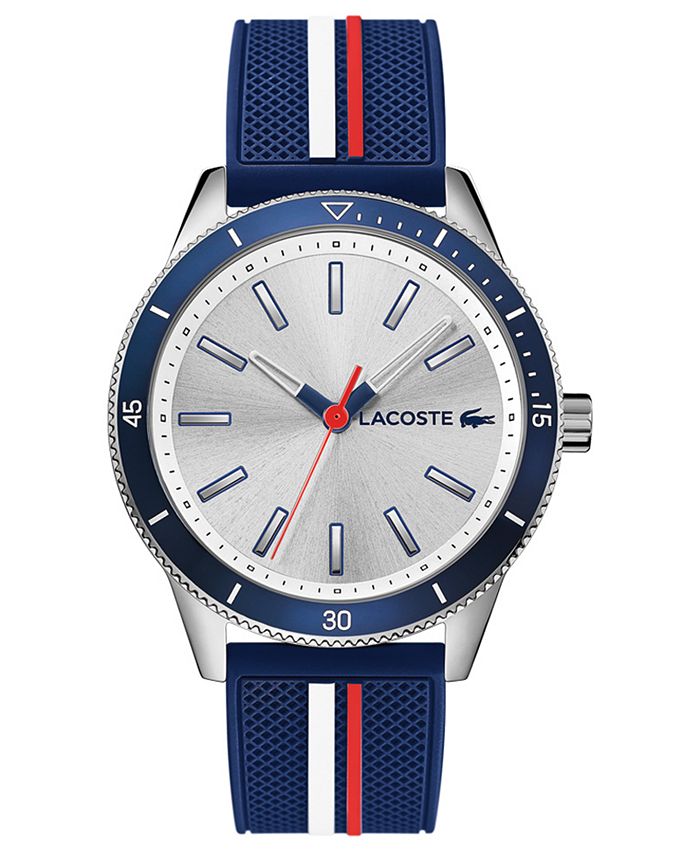 Lacoste Men's Key West Blue Rubber Strap Watch 42mm - Macy's