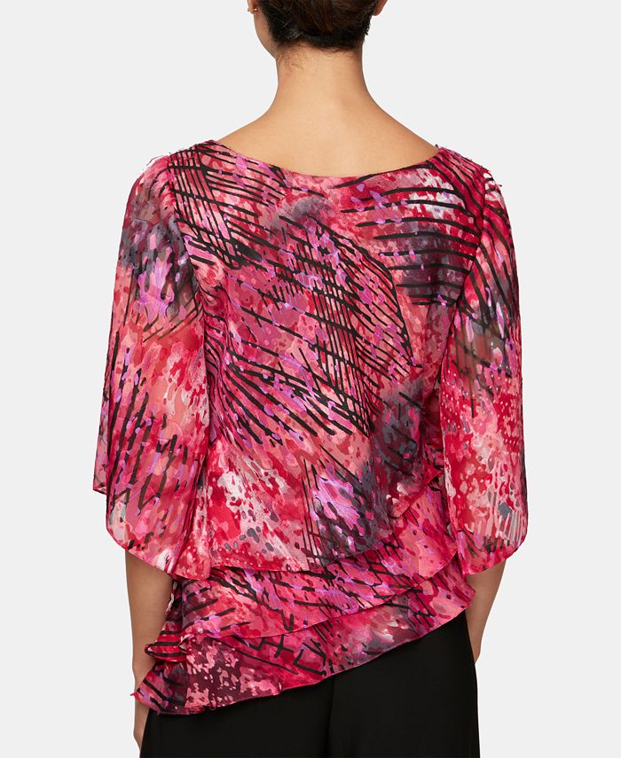 Alex Evenings Petite Printed Ruffled Asymmetric Top - Macy's
