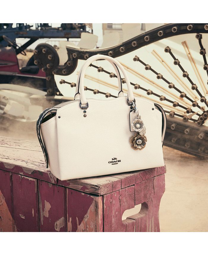 COACH Drew Satchel in Pebble Leather with Snakeskin Detail - Macy's