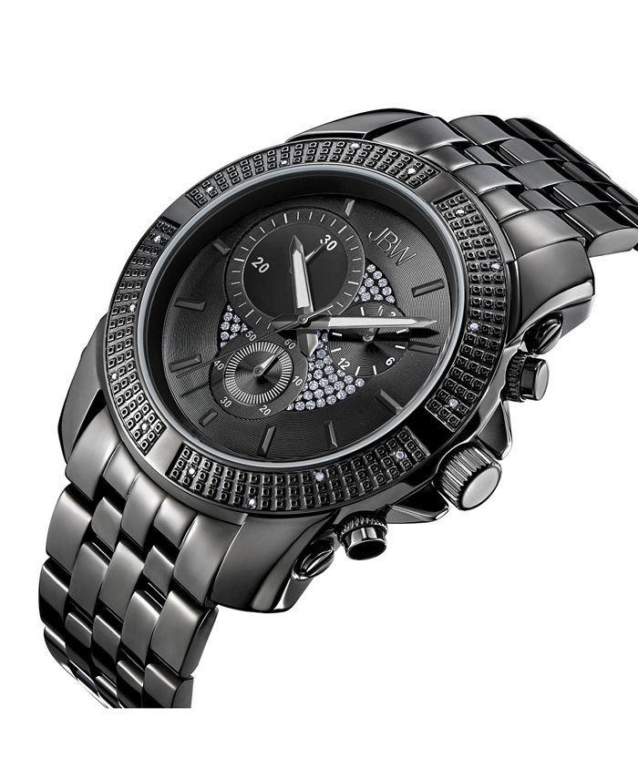 Jbw Men's Warren Diamond (1/6 ct.t.w.) Black Ion-Plated Stainless Steel ...
