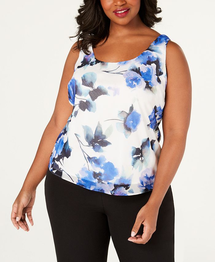 Alex Evenings Plus Size Printed Jacket & Sleeveless Top - Macy's