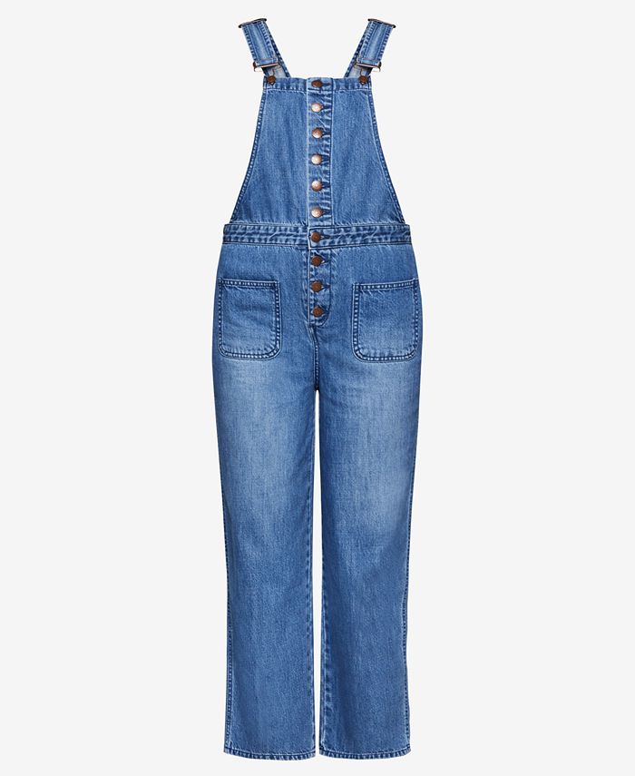 BCBGeneration Cotton Button-Front Denim Overalls - Macy's