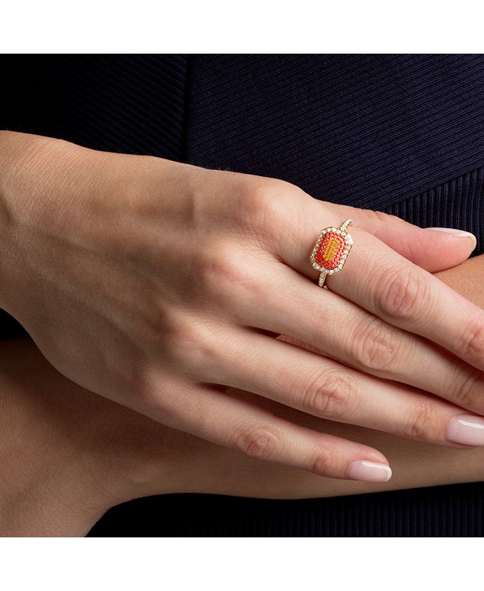 Swarovski Gold-Tone Colored Pavé Rectangular Ring - Macy's