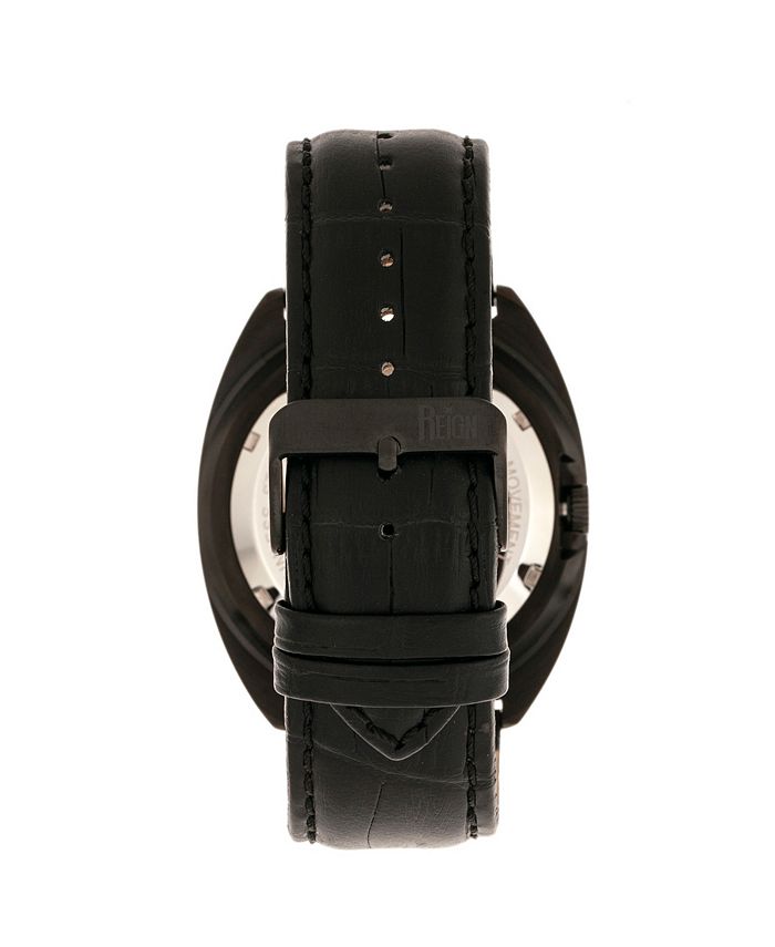 Reign Quentin Automatic Pro-Diver Black Case, Genuine Leather Watch ...