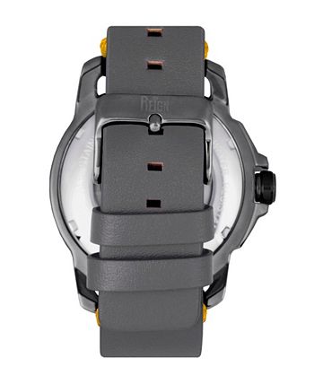 Reign Monarch Automatic Gunmental Case, Genuine Grey Leather Watch 46mm ...
