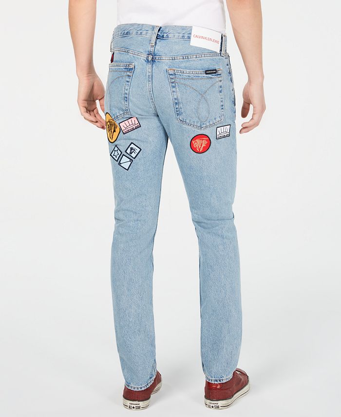 Calvin Klein Jeans Men's Slim-Fit Patch Destroyed Jeans - Macy's