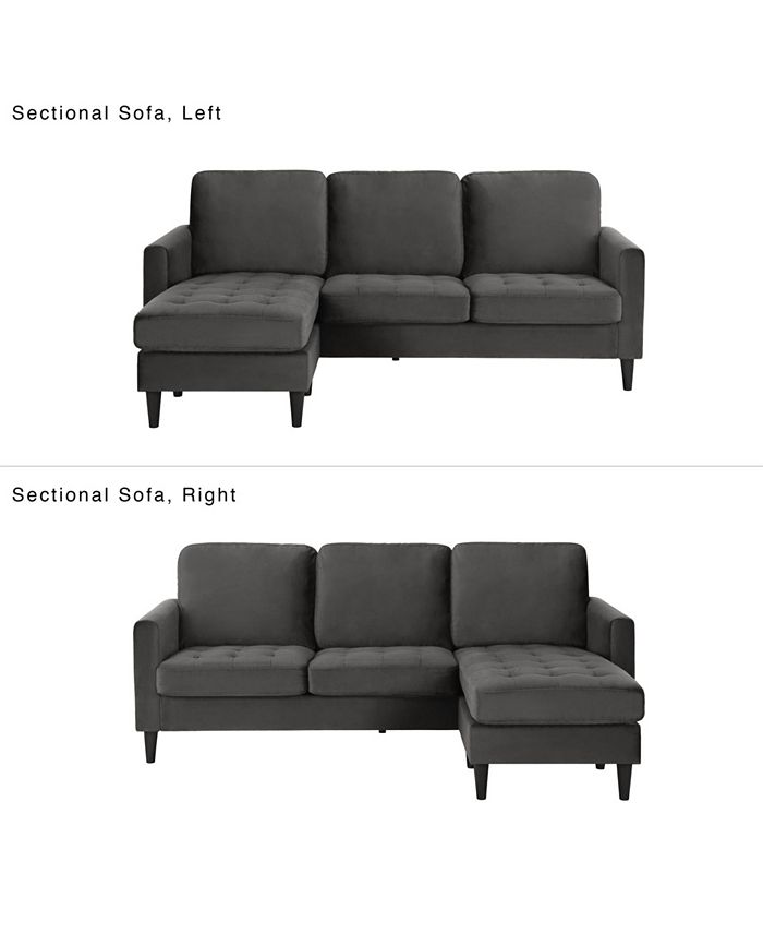 CosmoLiving by Cosmopolitan Strummer Velvet Reversible Sectional Sofa ...