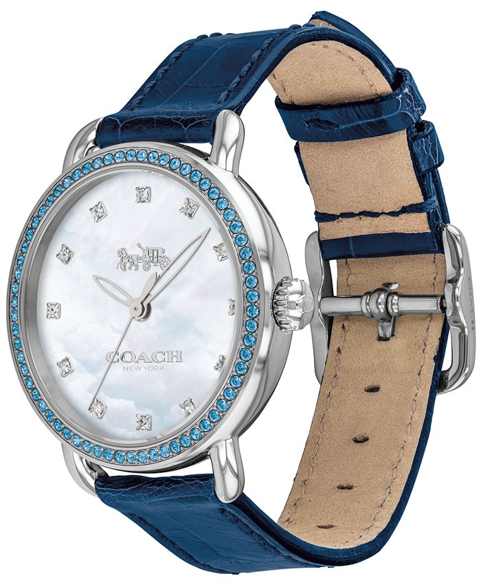 COACH LIMITED EDITION Women's Delancey Diamond Blue Leather Strap Watch ...