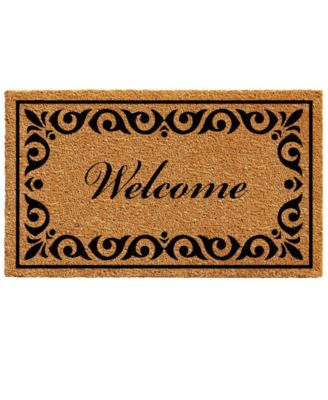 Home & More Breaux Welcome Natural Coir/Vinyl Doormat, 17" x 29" - Macy's