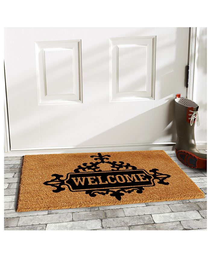 Home & More Courtyard Welcome 17" x 29" Coir/Vinyl Doormat - Macy's