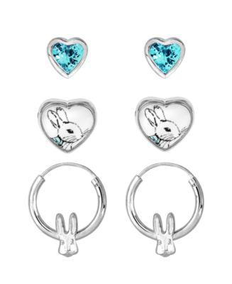 Beatrix Potter Peter Rabbit Heart Studs and Hoop Set of 3 Earrings - Macy's