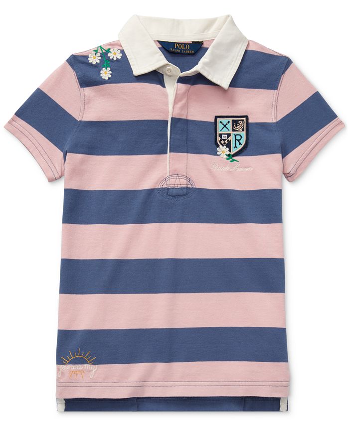 Polo Ralph Lauren Big Girls Embroidered Cotton Rugby Shirt - Macy's