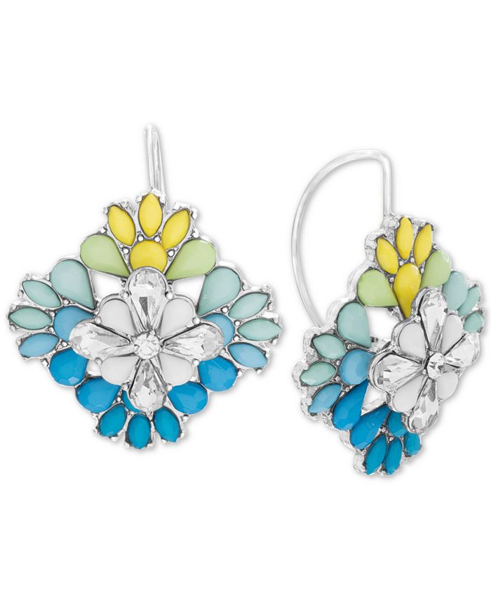 Steve Madden Women's Multi-Color Rhinestone Square Flower Gold-Tone ...