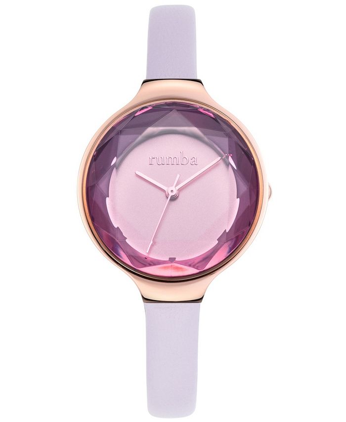 RUMBATIME Orchard Gem Genuine Lavender Leather Strap Watch - Macy's