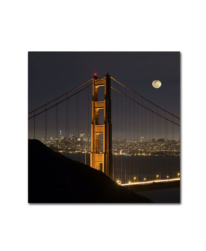 Trademark Global Moises Levy 'Golden Gate and Moon' Canvas Art - 14" x ...