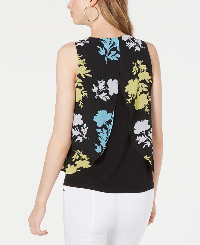 Bar III Floral-Print Split-Back Top, Created for Macy's - Macy's