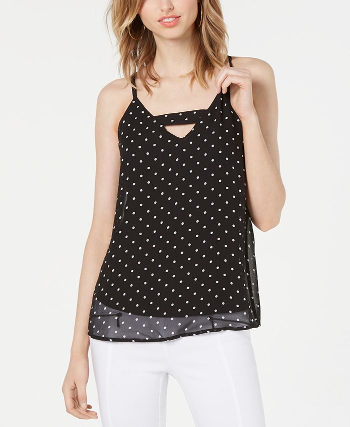 Bar III Dot-Print Keyhole Top, Created for Macy's - Macy's
