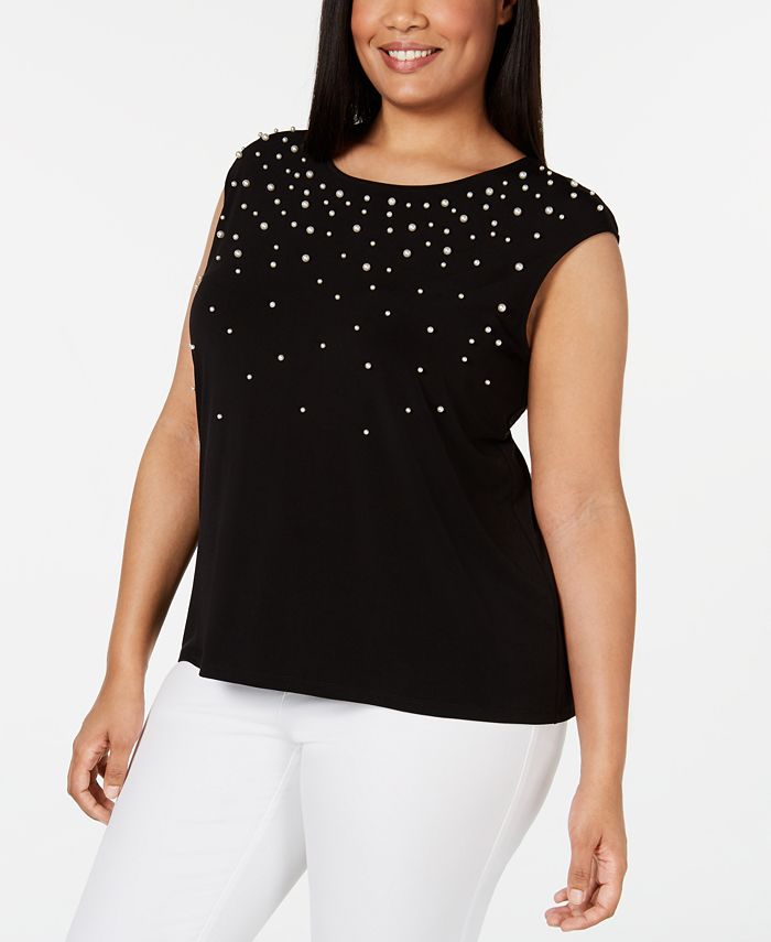 Calvin Klein Plus Size Embellished Top - Macy's