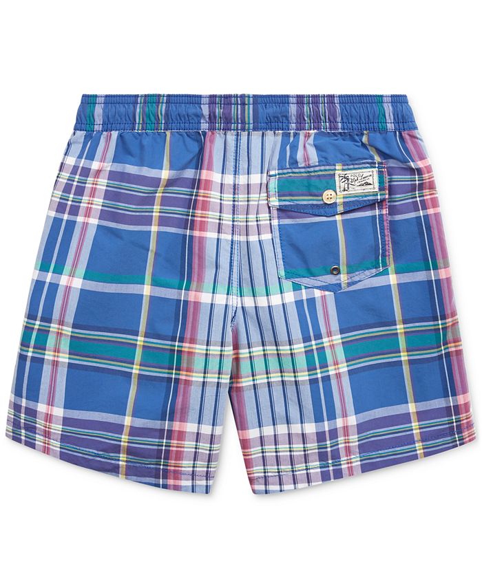 Polo Ralph Lauren Big Boys Plaid Swim Trunks - Macy's