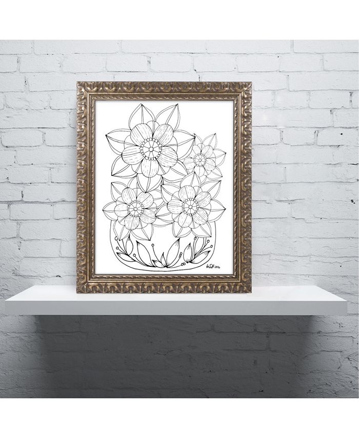 Trademark Global KCDoodleArt Flower Design 5 Ornate Framed Art - 2" x ...