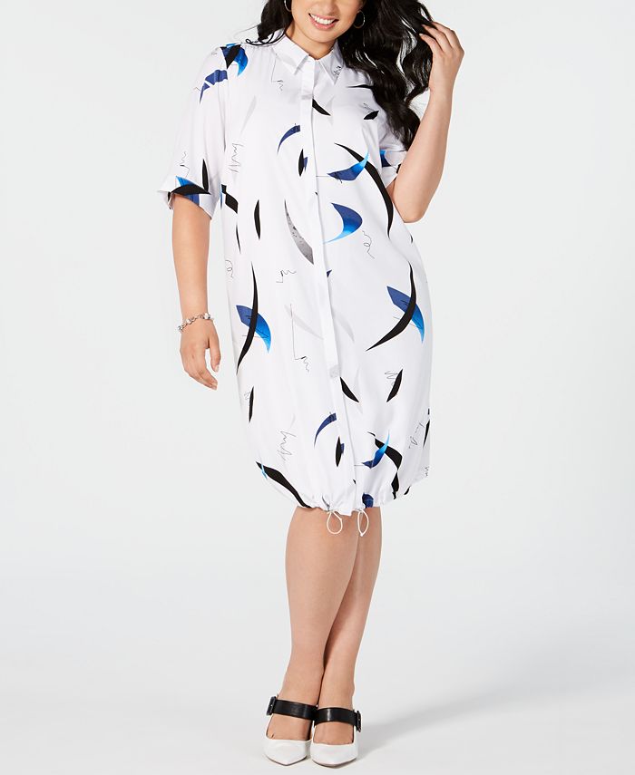 Alfani Plus Size Printed Button-Front Shirtdress, Created for Macy's ...