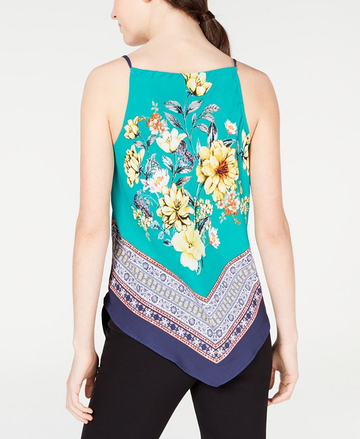 BCX Printed V-Hem Top - Macy's