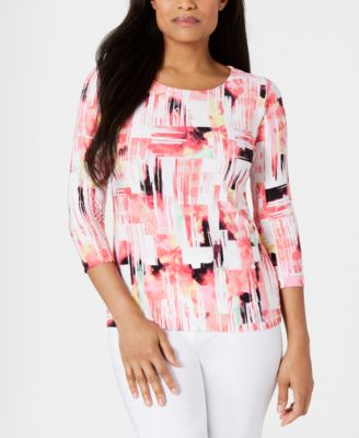 JM Collection Printed Jacquard Top, Created for Macy's - Macy's