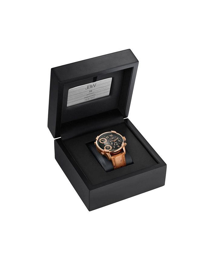 Jbw Men's Limited Edition G4 Leather Diamond (1/5 ct.t.w.) 18K Rose ...