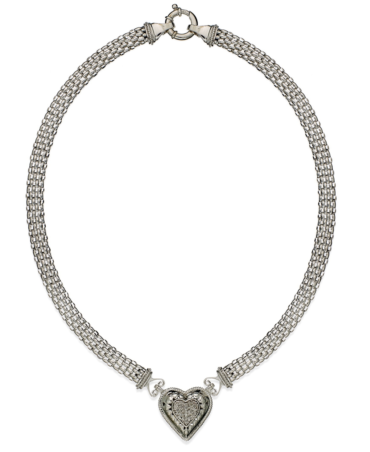 Click here for Diamond Mesh Heart Necklace in Sterling Silver (1/... prices
